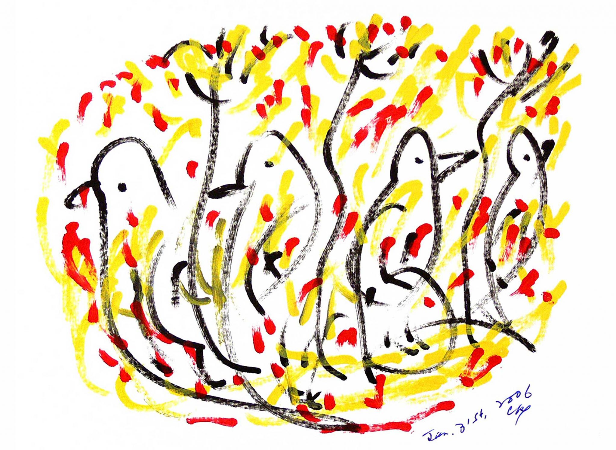 Soul-Bird Drawing by Sri Chinmoy 31-1-2006 | Sri Chinmoy Art - daily blog